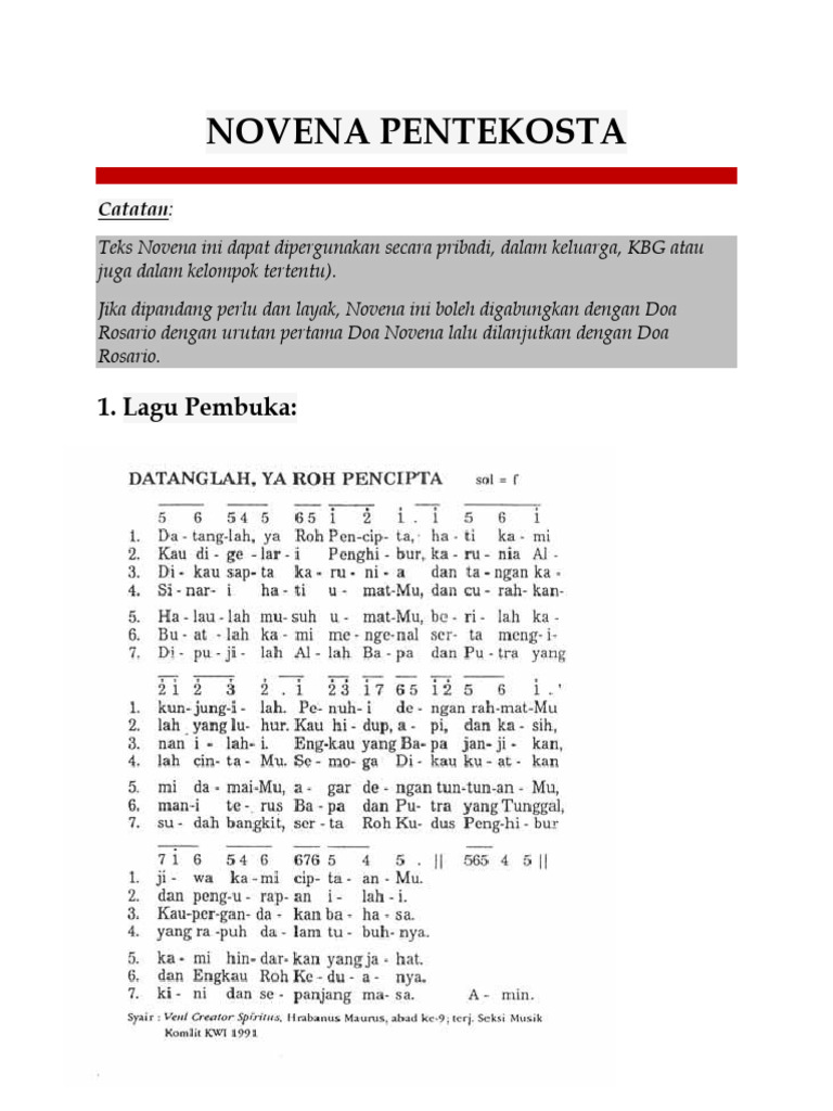 Novena Pentekosta 2024: Doa dan Lagu | PDF | Agama & Spiritualitas