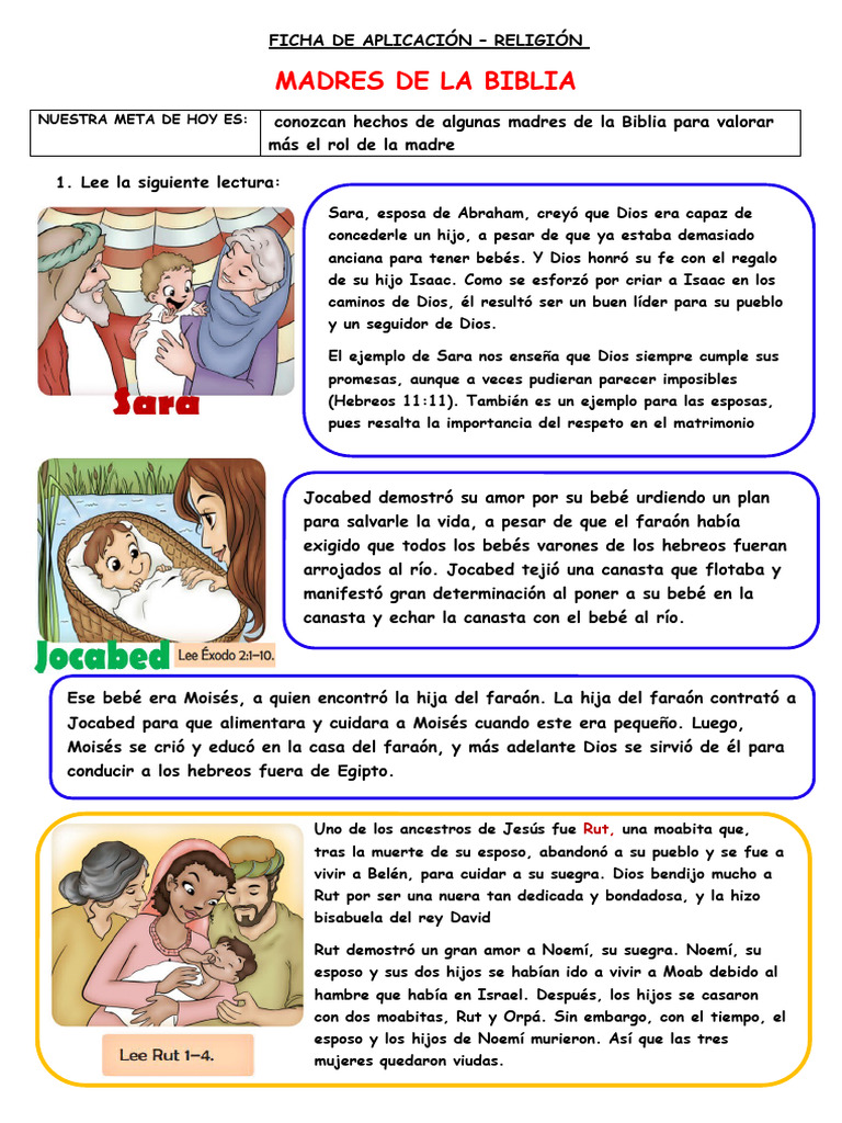 10 Ficha Madres de La Biblia | PDF | Libro de rut | Sarah