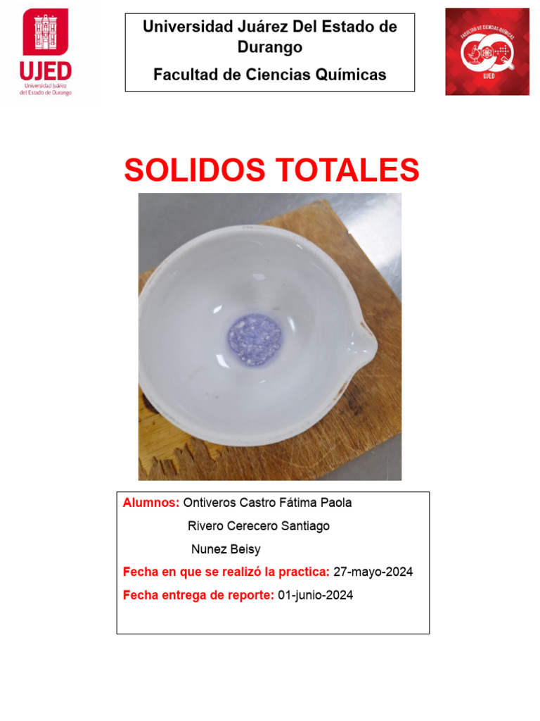Solidos totales | PDF | Agua | Sal (química)