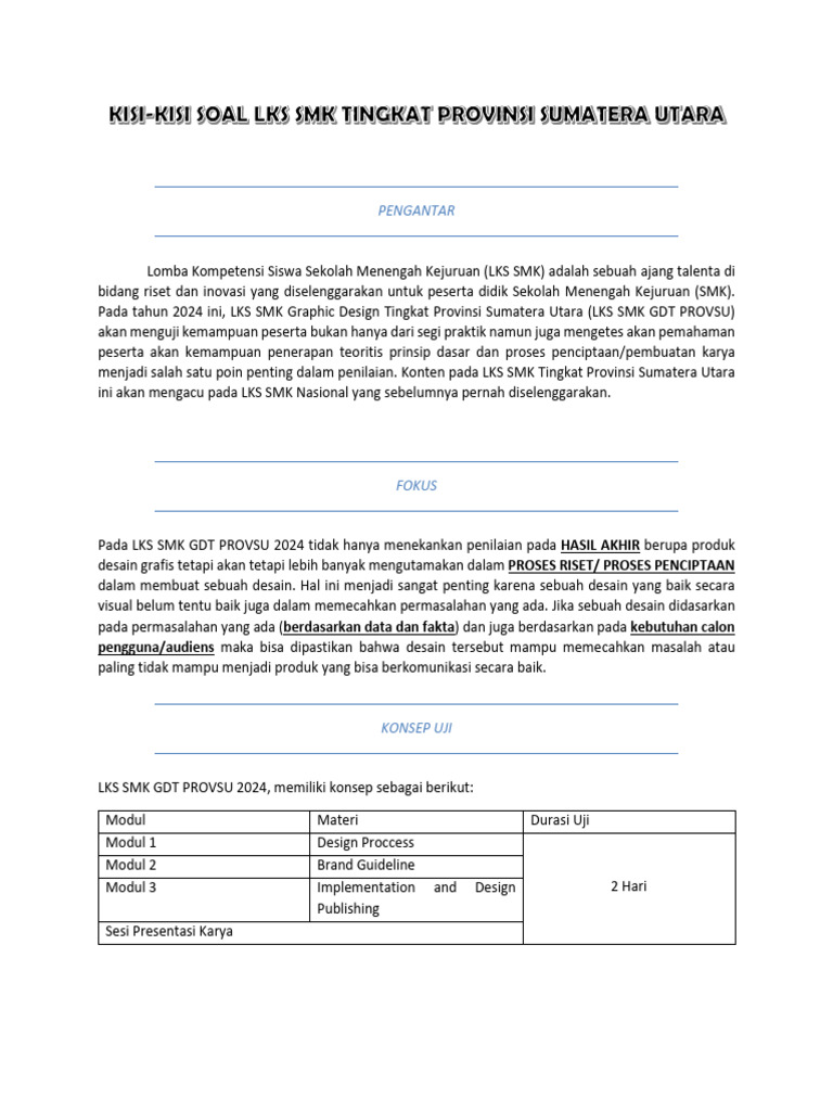 Kisi Kisi Design Graphics LKS SMK Sumut 2024 | PDF