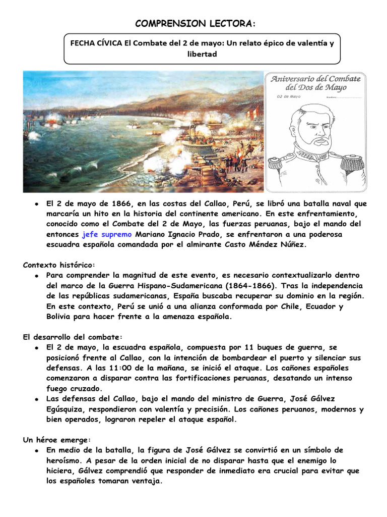 7-Ficha Lect. Comb 2 de Mayo | PDF | Perú | Militar