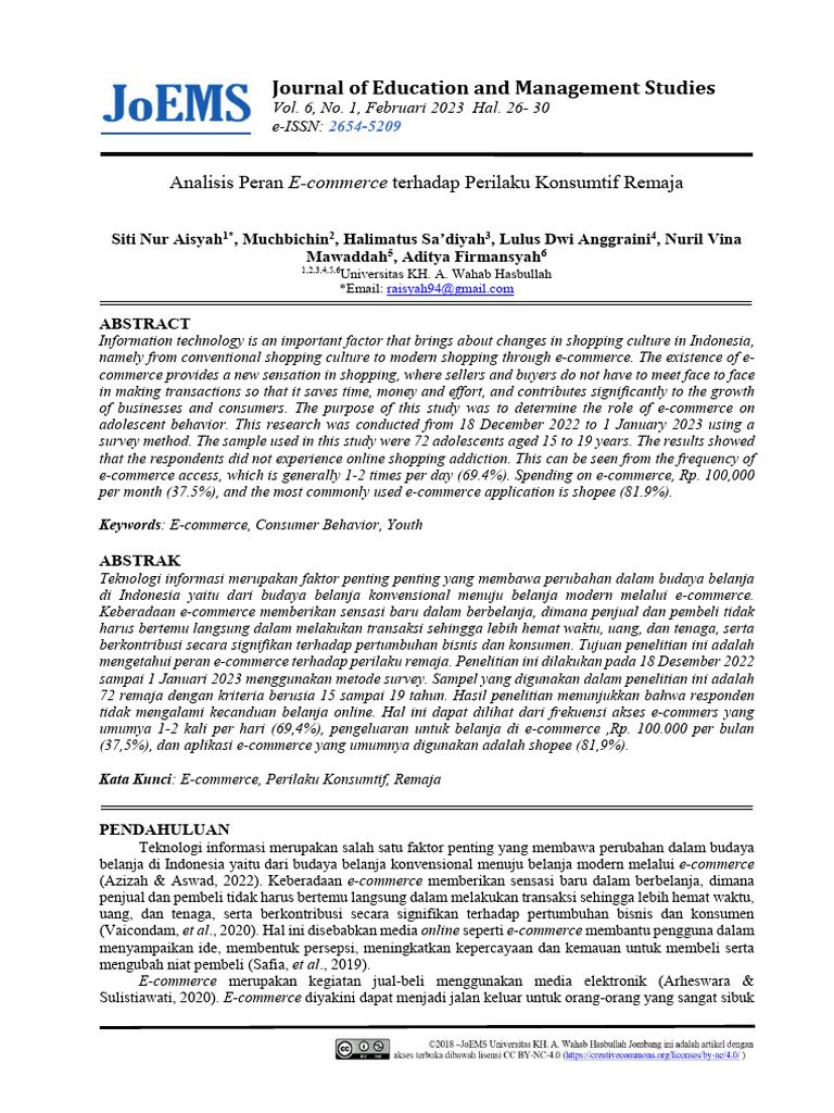 Analisis Peran E-Commerceterhadap Perilaku Konsumtif Remaja | PDF | Karier & Perkembangan