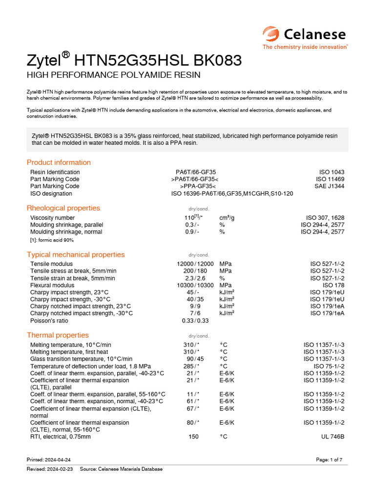 Zytel HTN52G35HSL BK083-gb | PDF | Secondary Sector Of The Economy ...