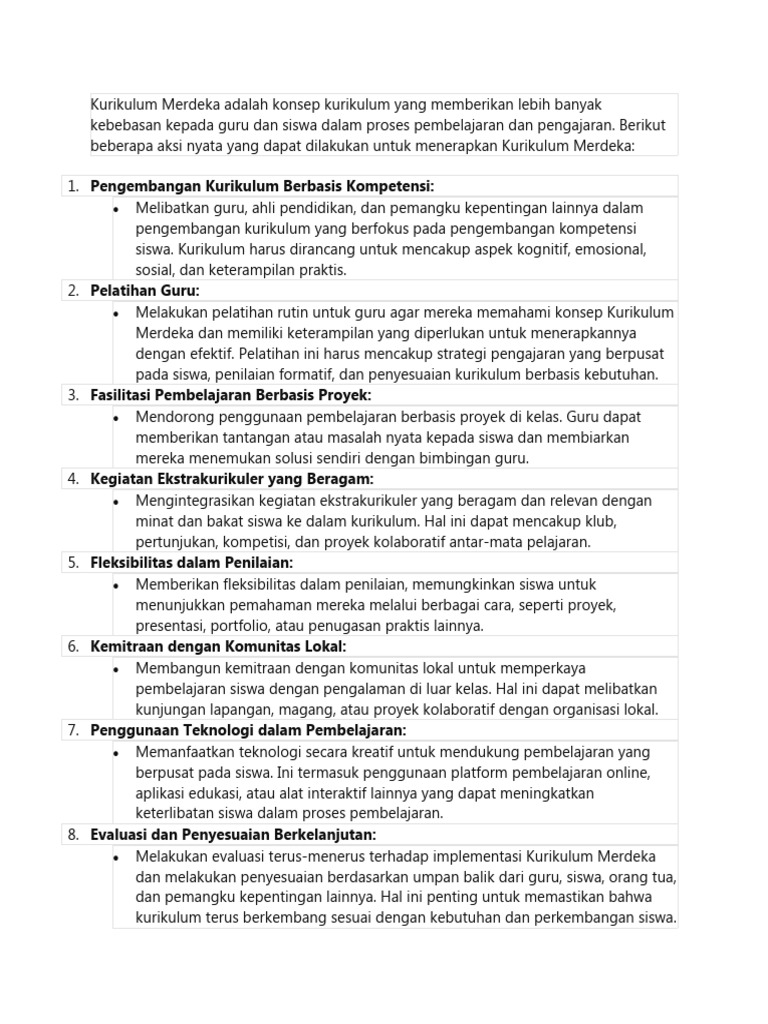 Aksi Nyata Kurikulum Merdeka | PDF