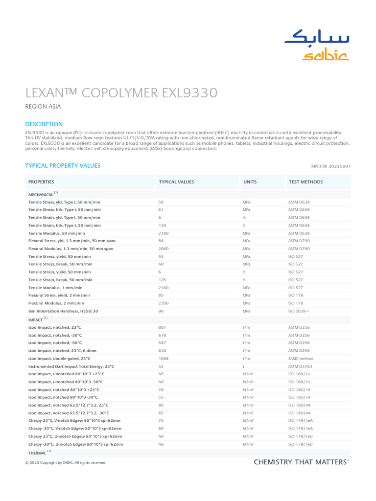LEXAN™ Copolymer - EXL9330 - Asia - Technical - Data - Sheet | PDF ...