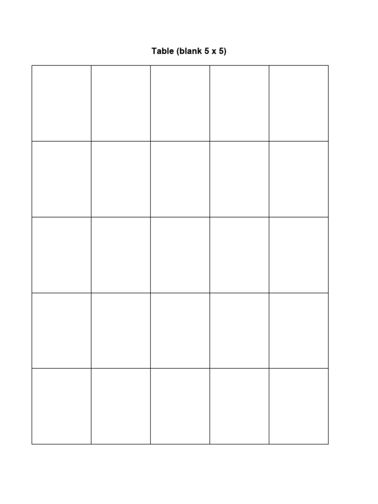 3rd Math 5x5 Grid Blank | PDF