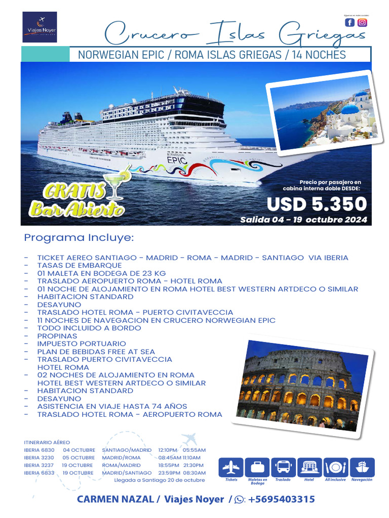Crucero Islas Griegas Carmen Nazal Viajes Noyer | PDF | Crucero | Alojamientos Turisticos