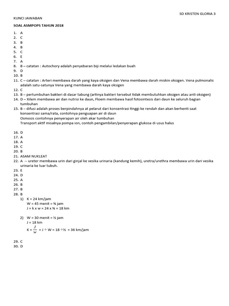 Kunci Jawaban Asmops 2018, 2019, 2020 | PDF
