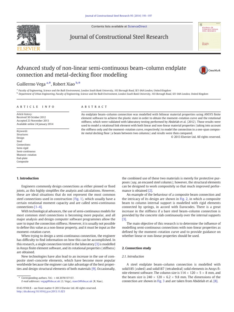 Advanced study of non-linear semi-continuous beam–column endplate ...