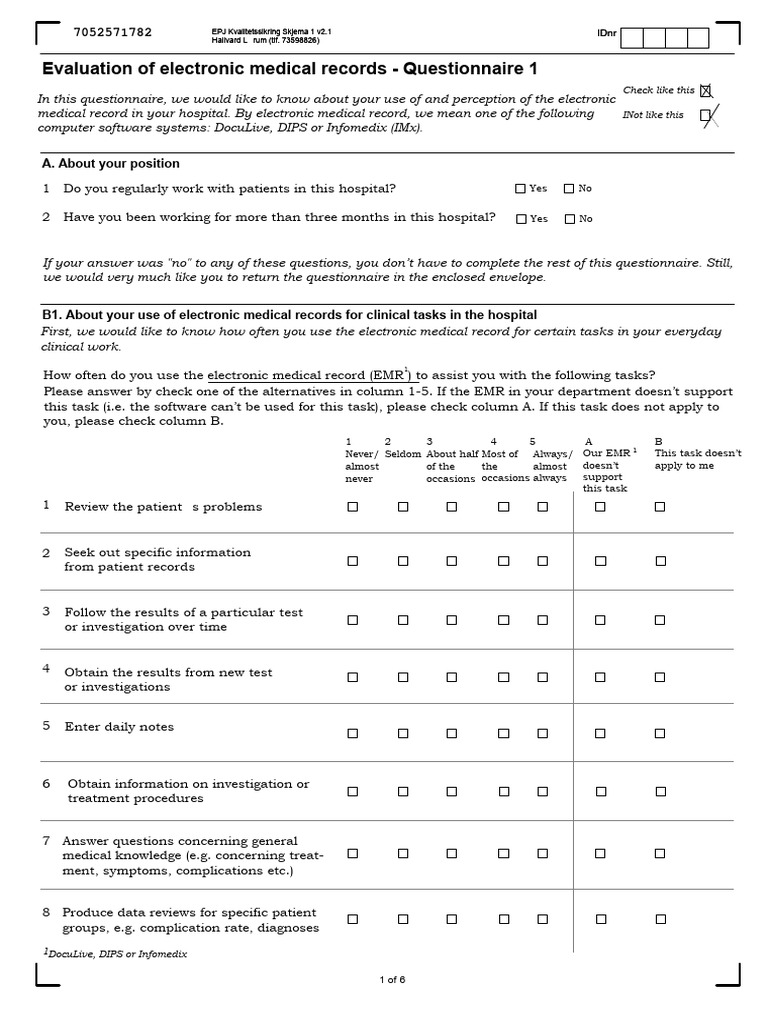 Questionnaire For EMR | PDF | Electronic Health Record | Medical Diagnosis