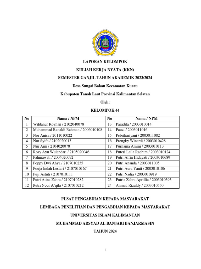 Laporan Kelompok KKN | PDF