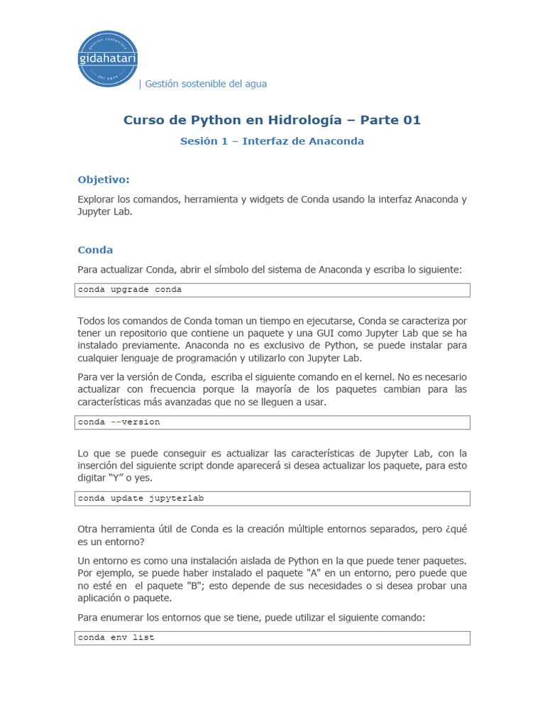 Curso de Python en Hidrología: Anaconda y Jupyter | PDF | Python ...