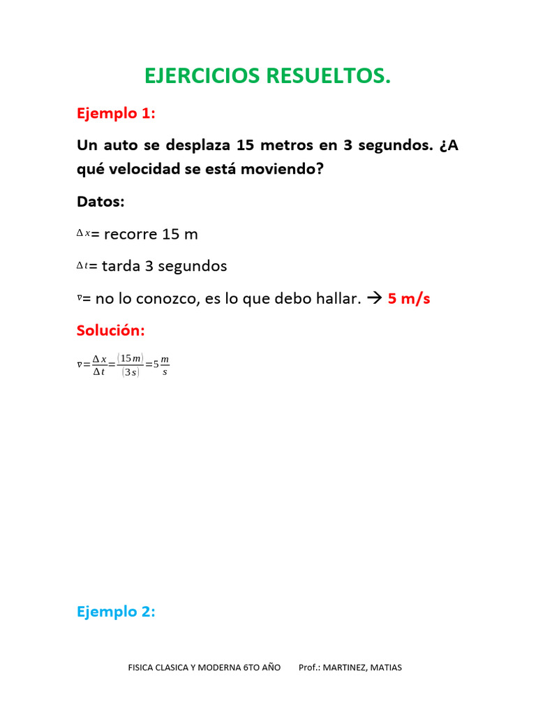 Ejercicios Resueltos de Velocidad y Tiempo | PDF | Velocidad | Metrología