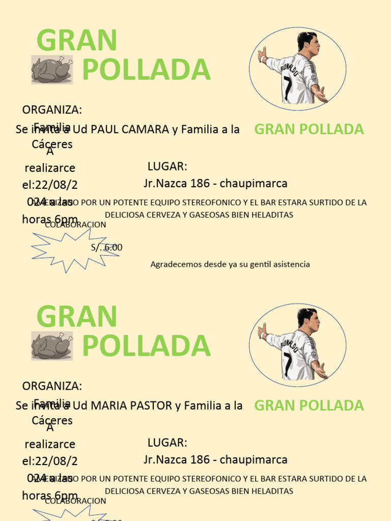 Invitación a la Gran Pollada 2024 | PDF