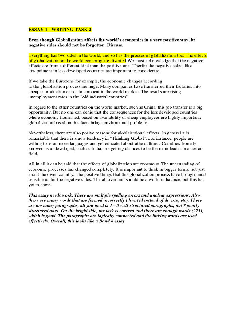 Writing Task 2 | PDF | Dieting | Globalization