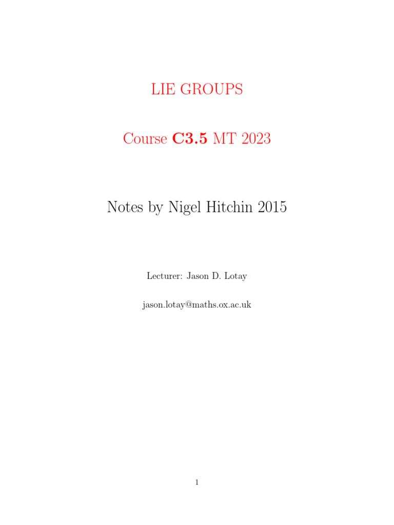 Lie Groups | PDF | Lie Groups | Lie Algebra