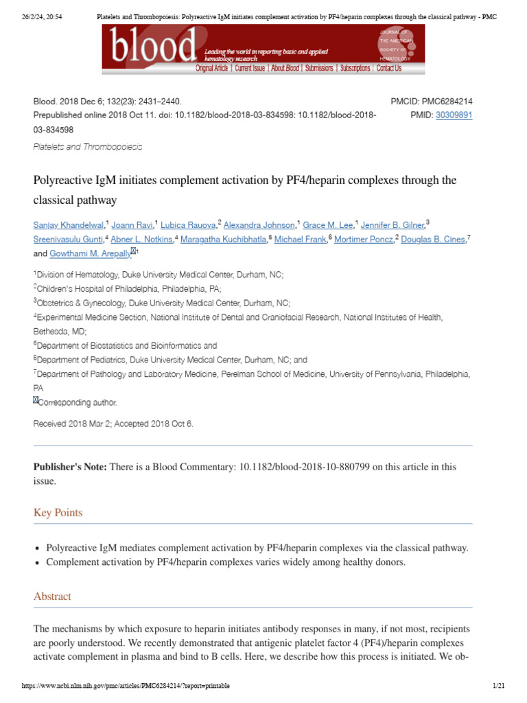 Platelets and Thrombopoiesis - Polyreactive IgM Initiates Complement ...