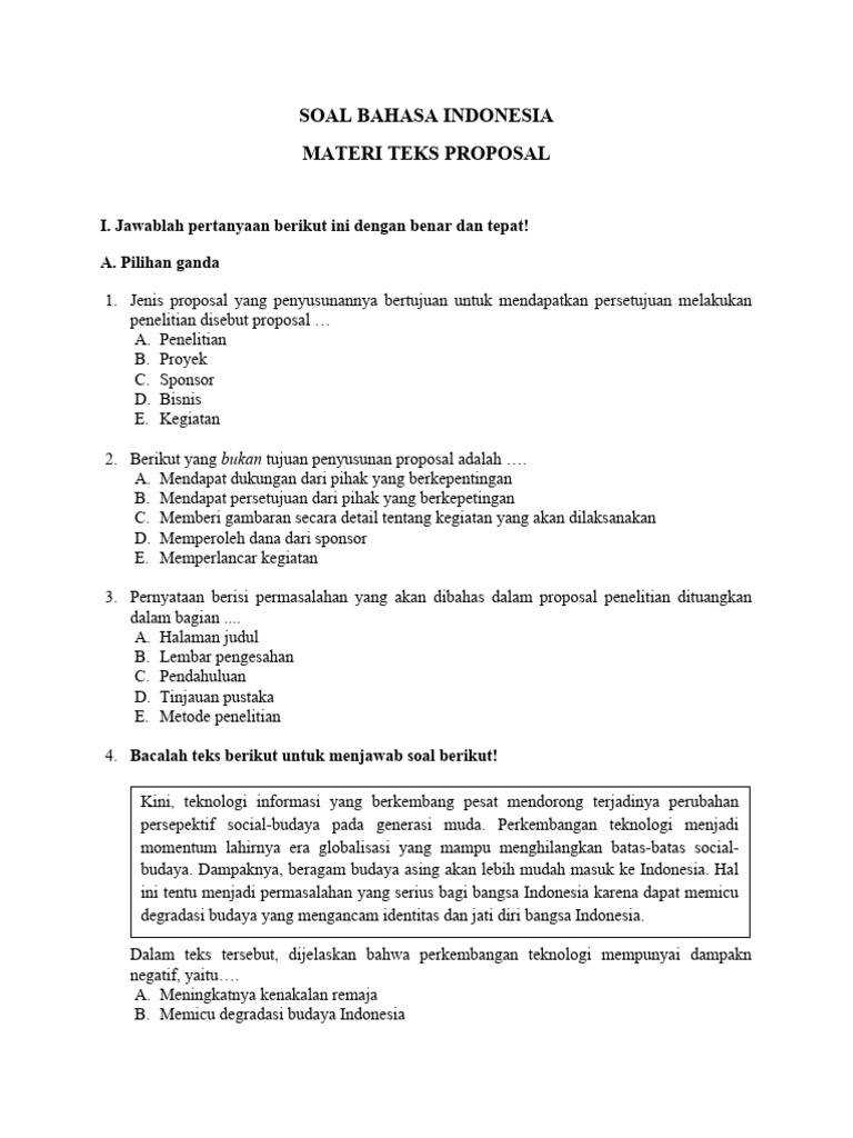 Soal Materi Teks Proposal | PDF