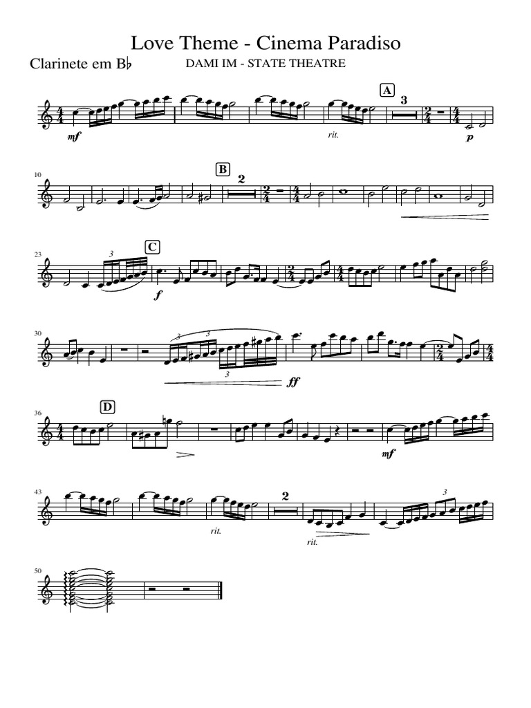 Love Theme - Cinema Paradiso-Clarinete - em - BB | PDF