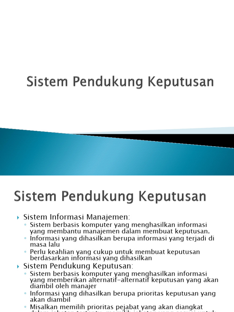 Model DSS untuk Pengambilan Keputusan | PDF | Metode & Bahan Ajar