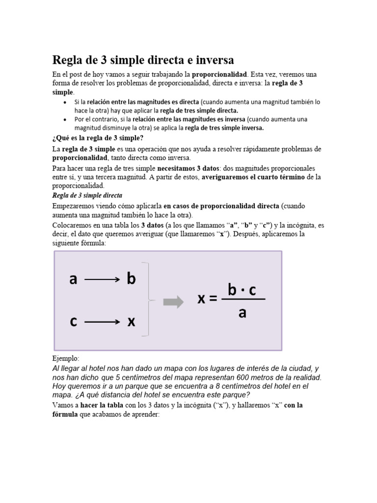 Regla de 3: Proporcionalidad Directa e Inversa | PDF | Exponenciación ...