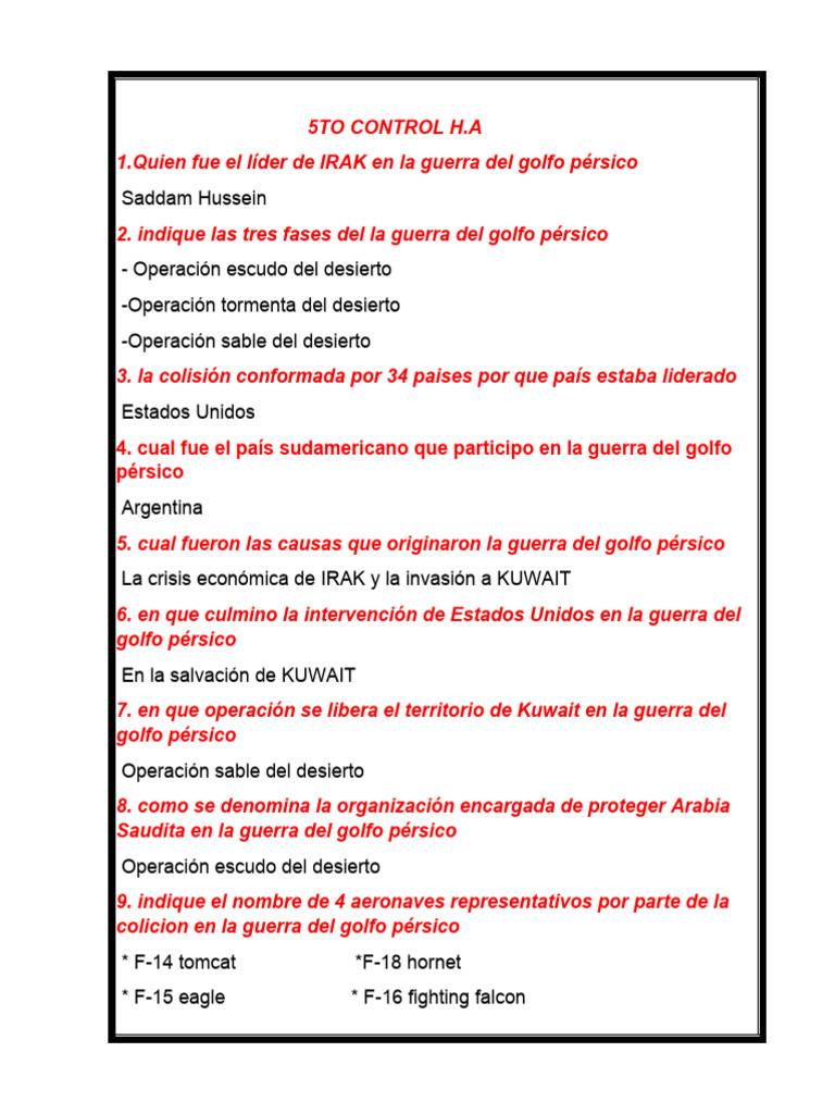 2do Control Geopol | PDF | guerra del Golfo | Geopolítica