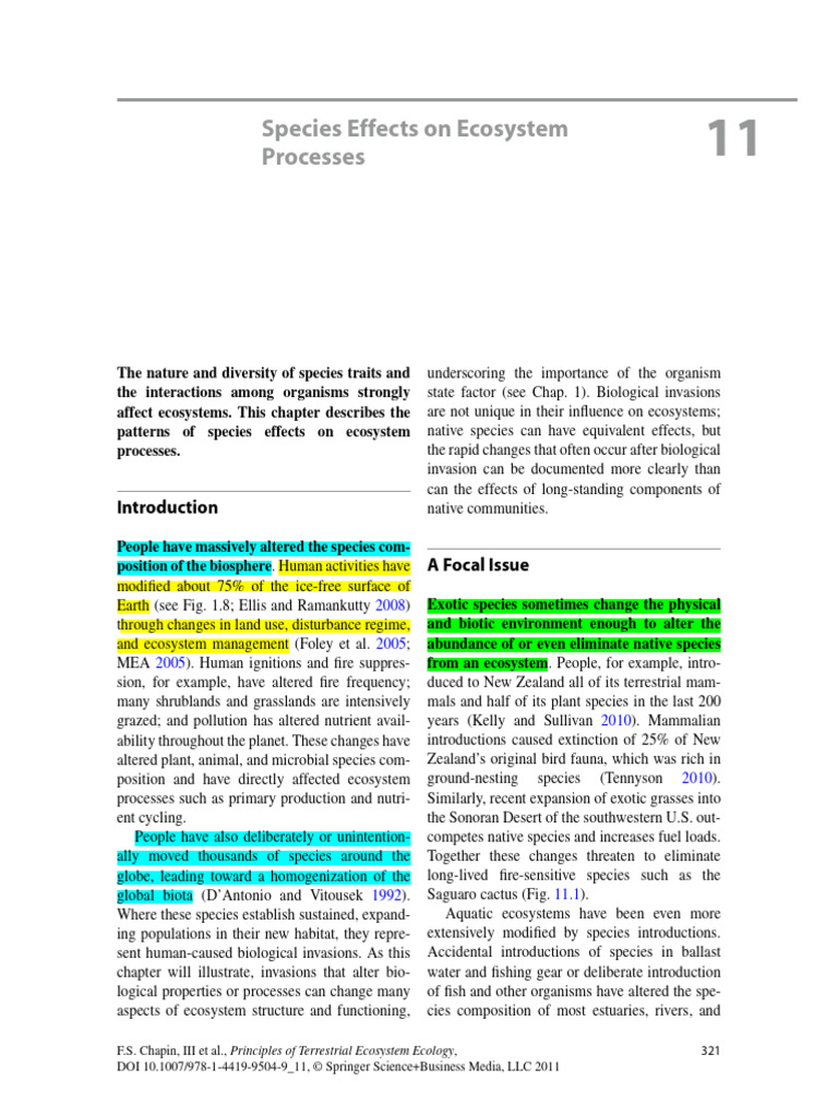 E-Ref - Ch.11 - Species Effects On Ecosystem Processes | PDF ...