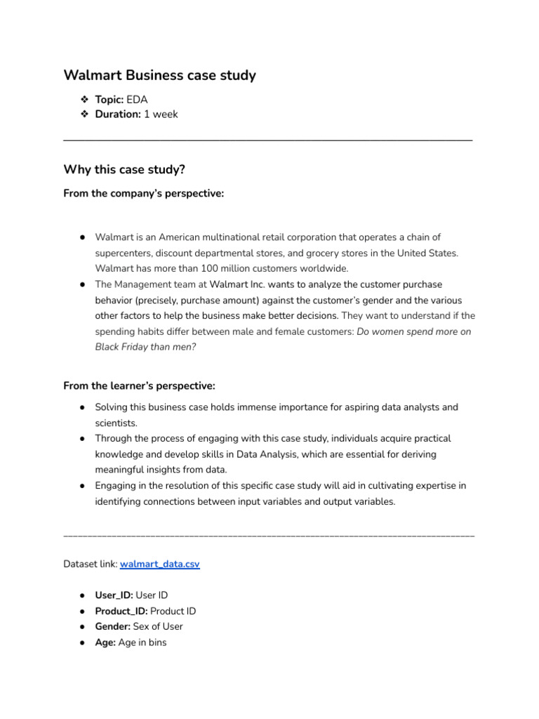 Walmart Case Study_ Solution Approach | Download Free PDF | Confidence ...