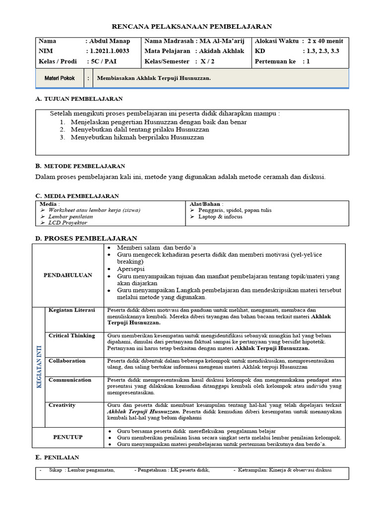 contoh micro RPP | PDF