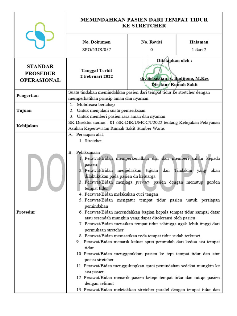 Memindahkan Pasien Dari Tempat Tidur Ke Stracher | PDF