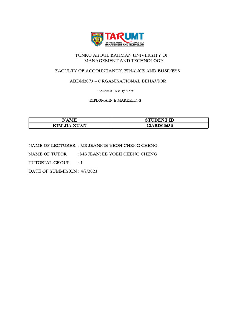 OB Individual Assignment | Download Free PDF | Human Communication | Psychological Concepts