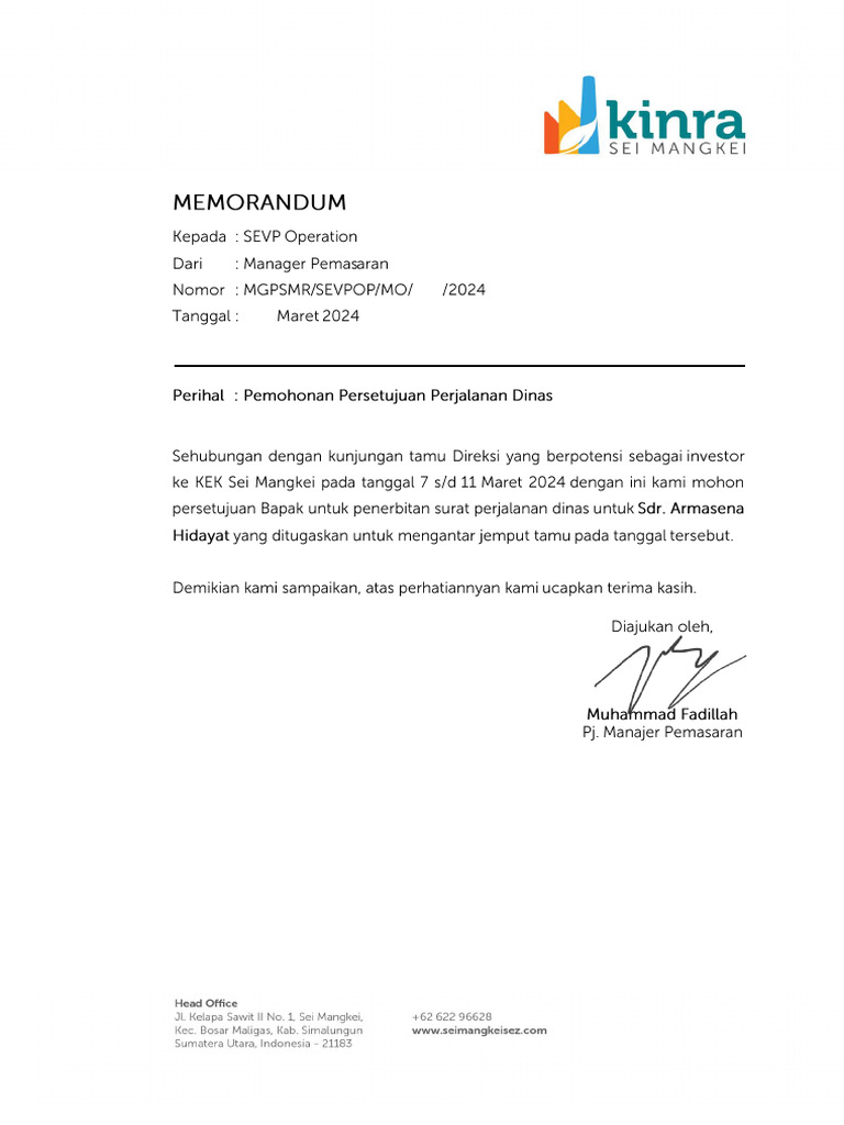 Memo Perjalanan Dinas (1) | PDF