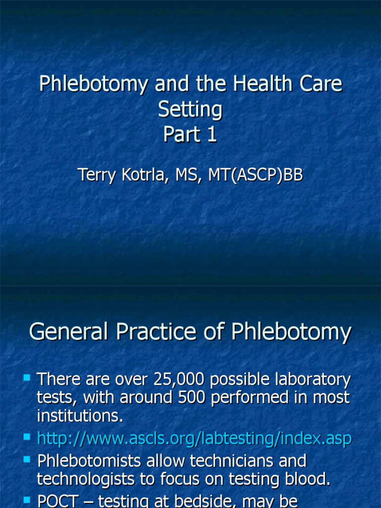 Phb Lec 1 Phlebotomy And The Health Care Setting Part 1 Pdf