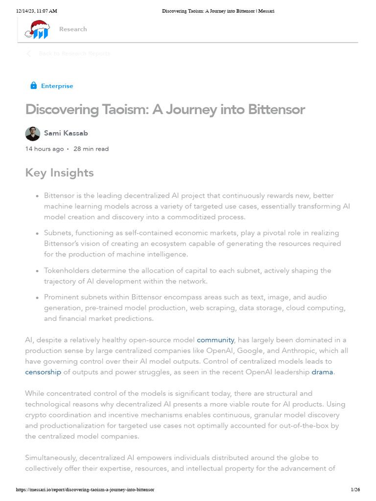 Discovering Taoism - A Journey Into Bittensor - Messari | PDF ...