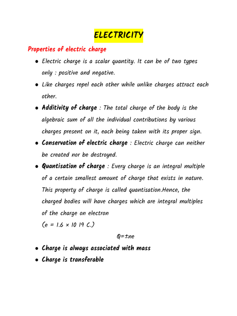 Electricity Notes | PDF | Electrostatics | Electric Current