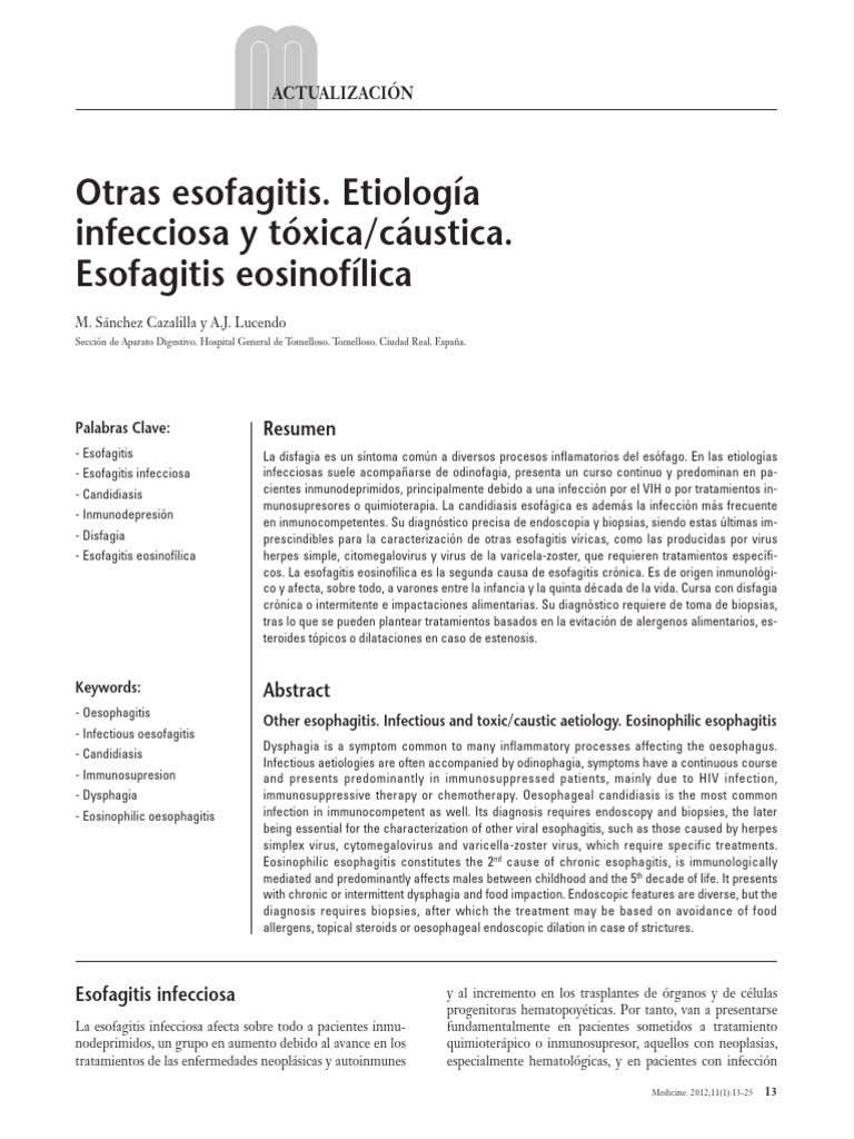 Esofagitis Infecciosa | PDF | La enfermedad por reflujo gastroesofágico | Medicina CLINICA