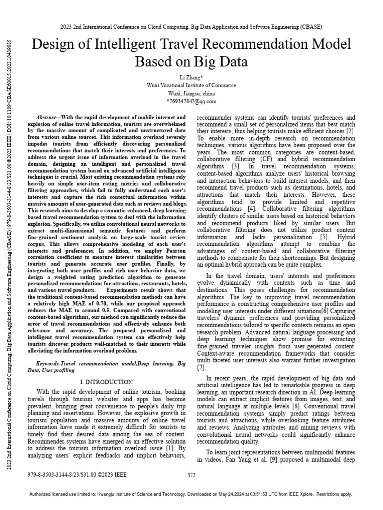 Design_of_Intelligent_Travel_Recommendation_Model_Based_on_Big_Data | PDF | Deep Learning ...
