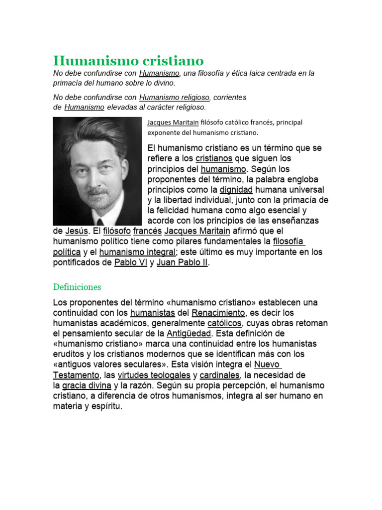Humanismo Cristiano | PDF | Creencia religiosa y doctrina | Educación ...