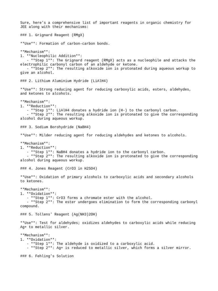 Reagents | PDF | Aldehyde | Ester