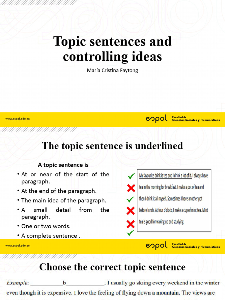 WEEK#1 - English - Topic Sentence and Controlling Idea and Type of ...