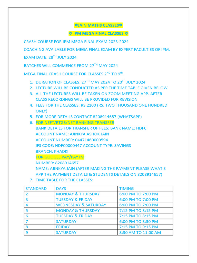 Ipm Mega Final Class | PDF
