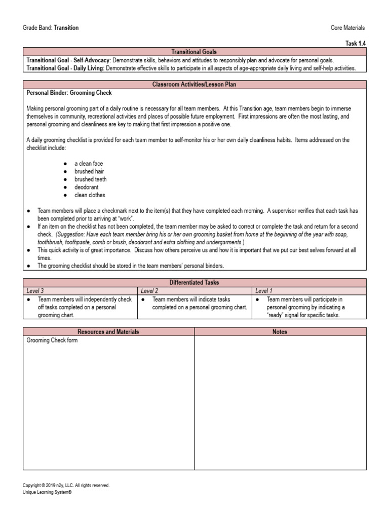 Grooming Checklist | Download Free PDF | Behavior Modification | Cognition