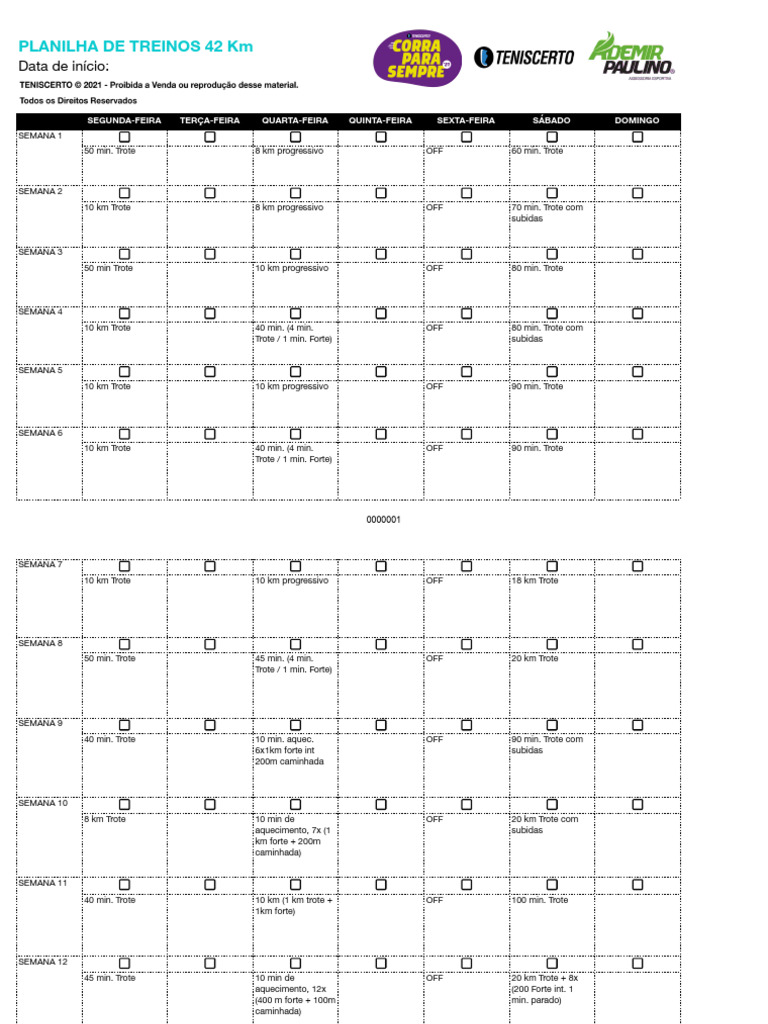 Planilha 42km | PDF