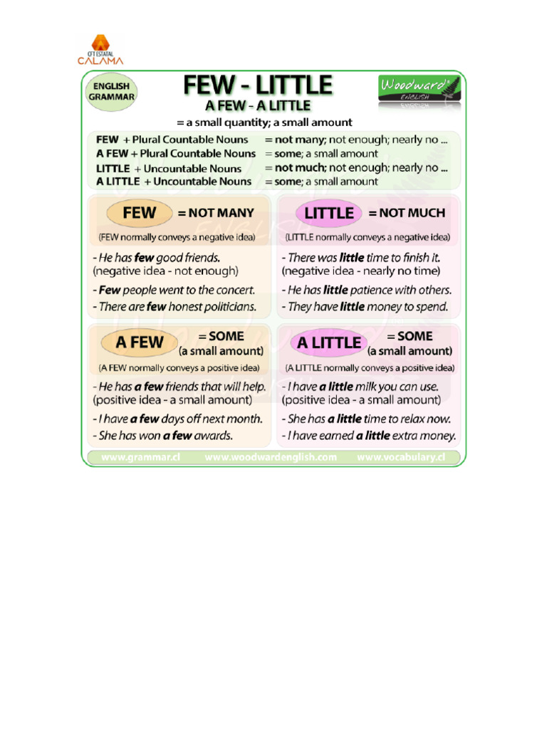 Use of A Few Few A Little Little | PDF