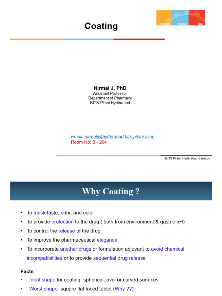 4 - Coating Slides - Bits Hyd | PDF | Polyethylene Glycol | Tablet (Pharmacy)