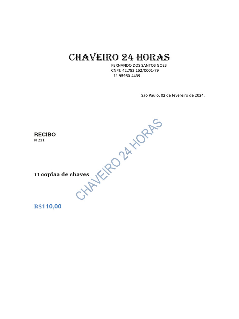 Recibo Chaveiro | PDF