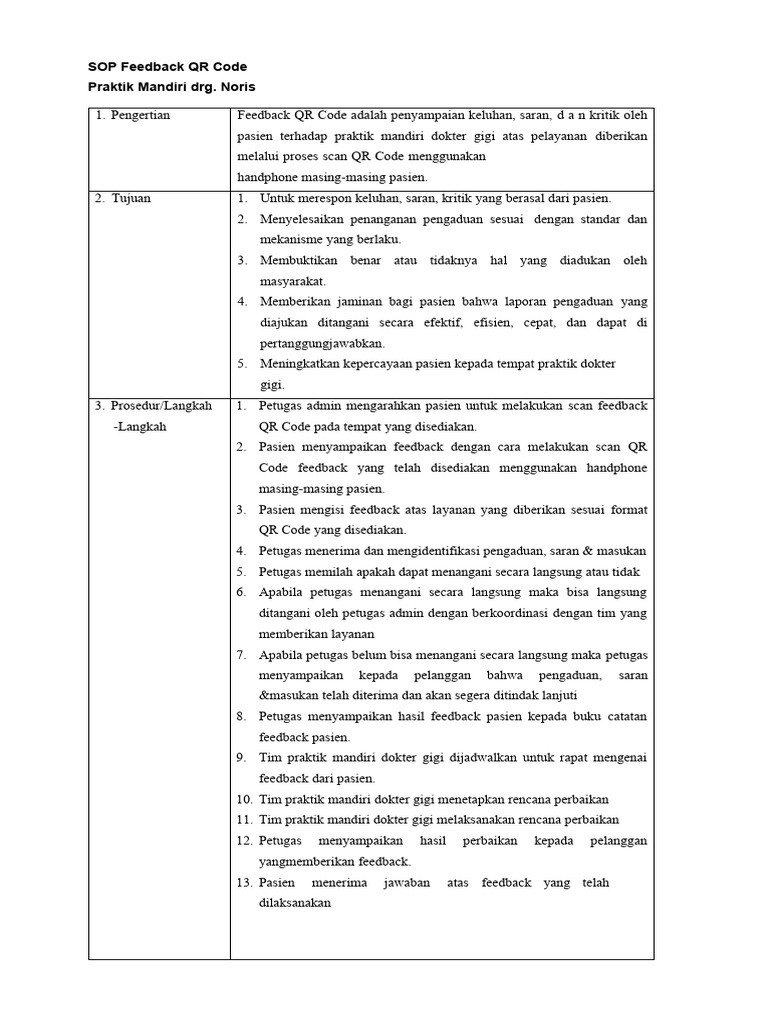Sop Feedback QR Code - Compress | PDF | Pengelolaan Keuangan & Uang | Teknologi & Rekayasa