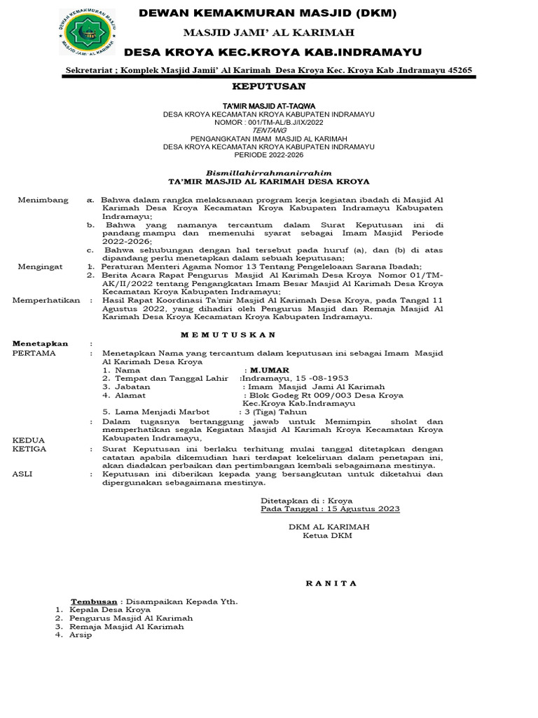 SK Imam Masjid | PDF