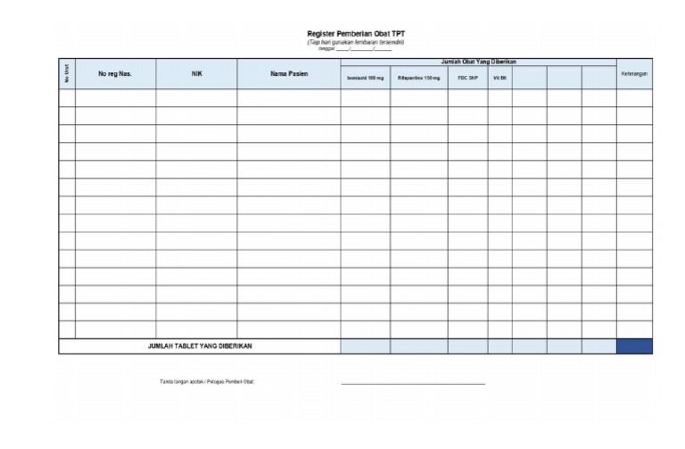1.1 Register pemberian obat TPT | PDF