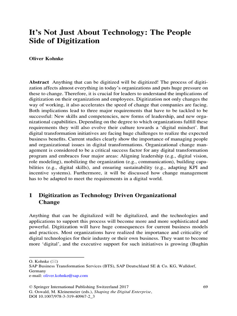 It's Not Just About Technology The People Side of Digitization | PDF | Change Management ...